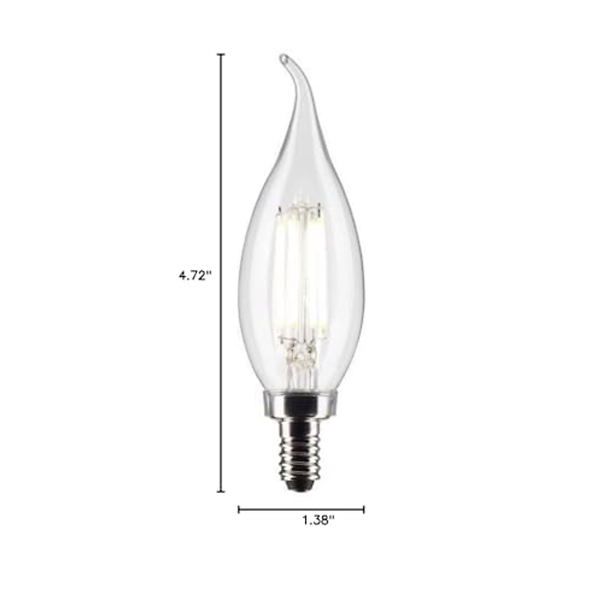 Satco 3012445 60W Equivalence CA10 Flame Tip E12 Candelabra Filament Warm White LED Bulb Pack of 2