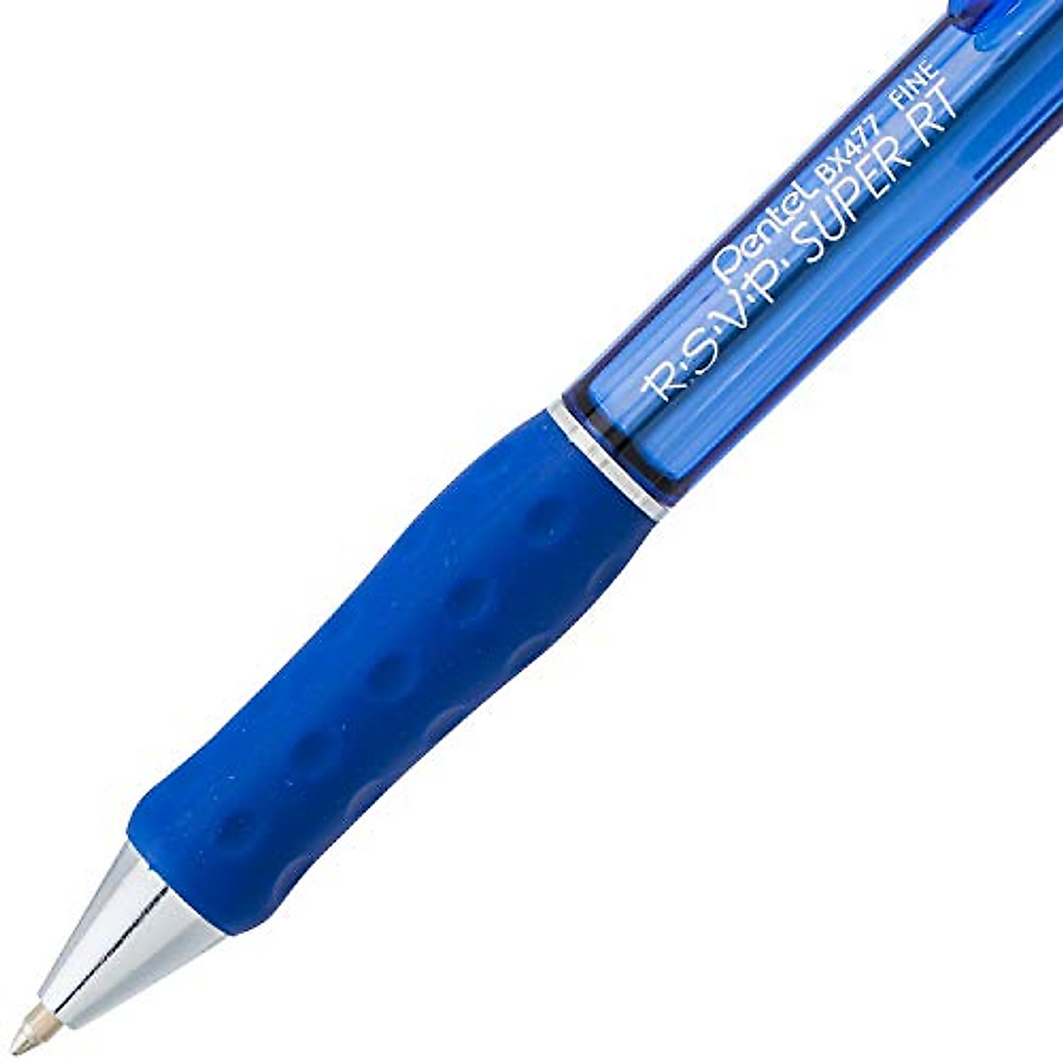 Pentel RSVP Super RT Ballpoint Pen, (0.7mm) Fine Line, Blue Ink, Box of 12 (BX477-C)