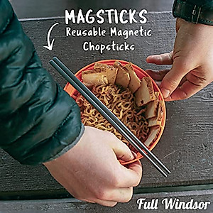 MAGSTICKS Premium Magnetic Titanium Chopsticks - Reusable Travel Chop Sticks - Korean, Japanese, Chinese & Oriental Eating & Cooking Chopsticks - 100% Eco-friendly - Light-weight for Kids and Adults