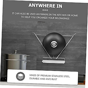 Holibanna 1 Pc Wall Mounted Pot Lid Rack pan lid mounted hanger wall mount drying clothes rack pan cover rack Kitchen clothes hanger stand Pot Cover Rack Storage Stainless steel wall bracket