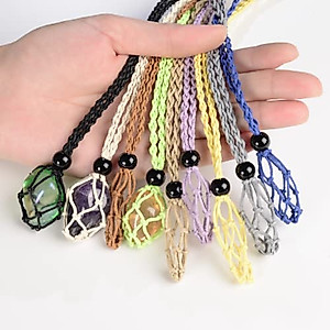 VNVETYTO 18 PCS Multicolor Crystal Cage Necklace Holder Necklace Cord Empty Stone Holder Replacement Hand-Woven Necklace Cord with Adjustable Length