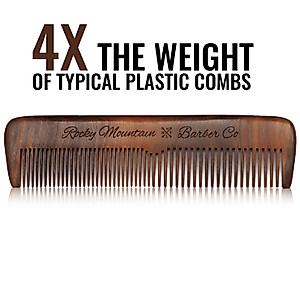 Hair Comb - Wood with Anti-Static & No Snag with Fine and Medium Tooth for Head Hair, Beard, Mustache with Premium Carrying Pouch in Design in Gift Box