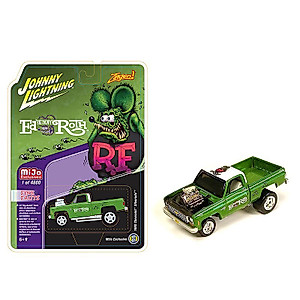 1980 Chevy Silverado Pickup Truck Green Metallic with White Top Rat Fink Ltd Ed to 4800 Pieces 1/64 Diecast Model Car by Johnny Lightning JLCP7371