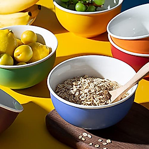 LIFVER Cereal Bowls, 24 Oz Soup Bowls, Ceramic Bowls, Ceramic Bowls for Soup Cereal Dessert, 5.75 Inches, Multicolour, Microwave and Dishwasher Safe, Set of 6