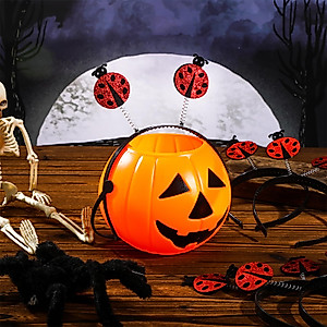 Yunlly 6 Pcs Ladybug Costume Accessories - Sequined Boppers, Red Sequin Head Accessory for Halloween Cosplay Party Favors - Men's and Women's Party Accessories