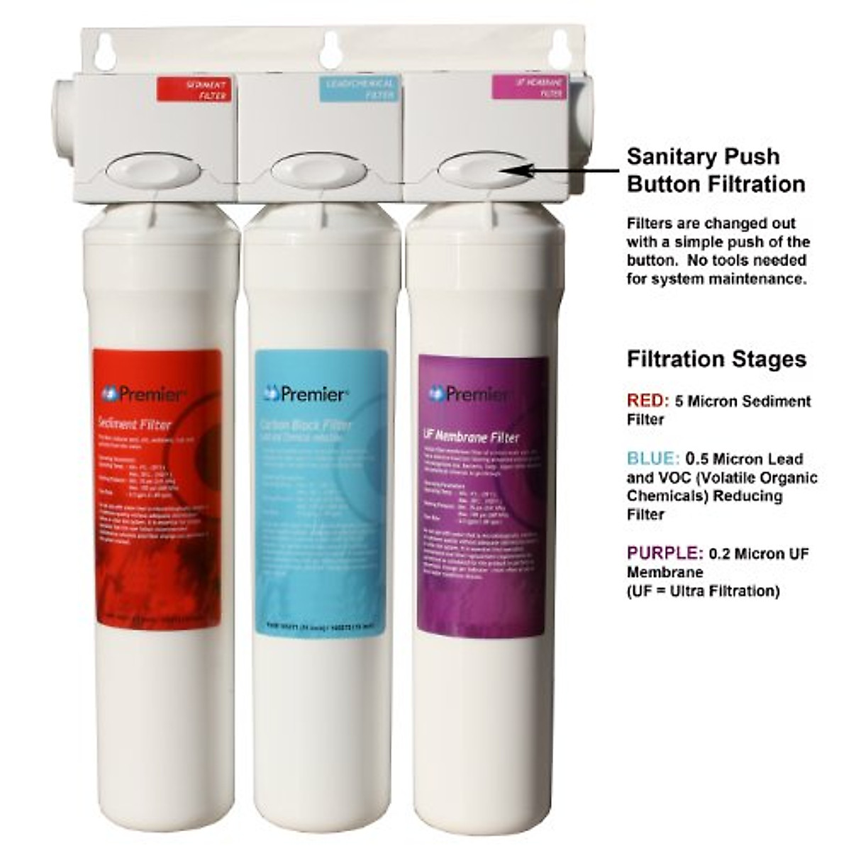 Watts Premier WP531130 Pure UF-3 Three-Stage Water Filtration System with Top Mount Twist Faucet, Brushed Nickel