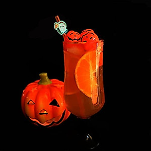 18Pcs Halloween Straw Toppers Glowing Cartoon Charms Cute Ghosts Skull Straw Tips for Halloween Party PVC Straw Decoration(SUITABLE FOR3-6MM/0.11-0.23IN STRAW)…