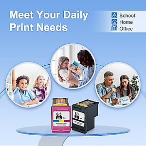 63XL Ink Cartridges Black Color Combo Pack Remanufactured Ink Cartridge Replacement for HP 63 XL for OfficeJet 4650 3830 5258 5255 4652 Envy 4520 4512 Printer 63XL HP63 HP63XL