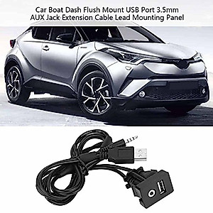 Dilwe AUX Extension Mount, Car USB Panel Flush Mount Jack Extension Cable for Car, Boat and Motorcycle