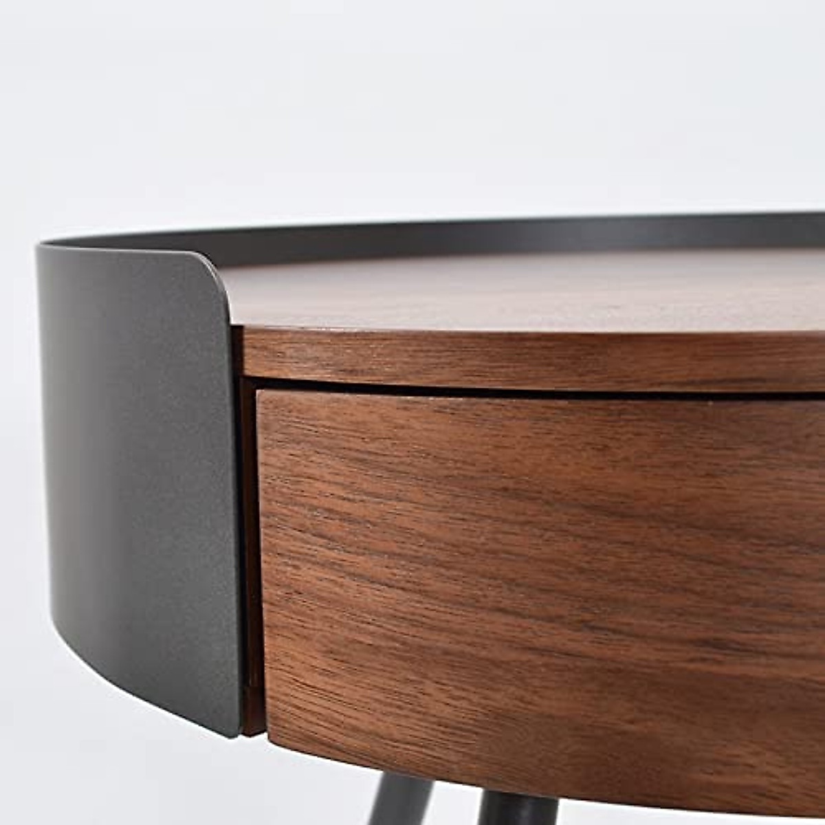 GRFIT Nightstand Nightstand Round Bedside Table Ideal for Any Room Side Tables Living Room, Side Tables Bedroom, End Table with 1 Drawer and 4 Black Legs Accent Table End Table (Color : 1)