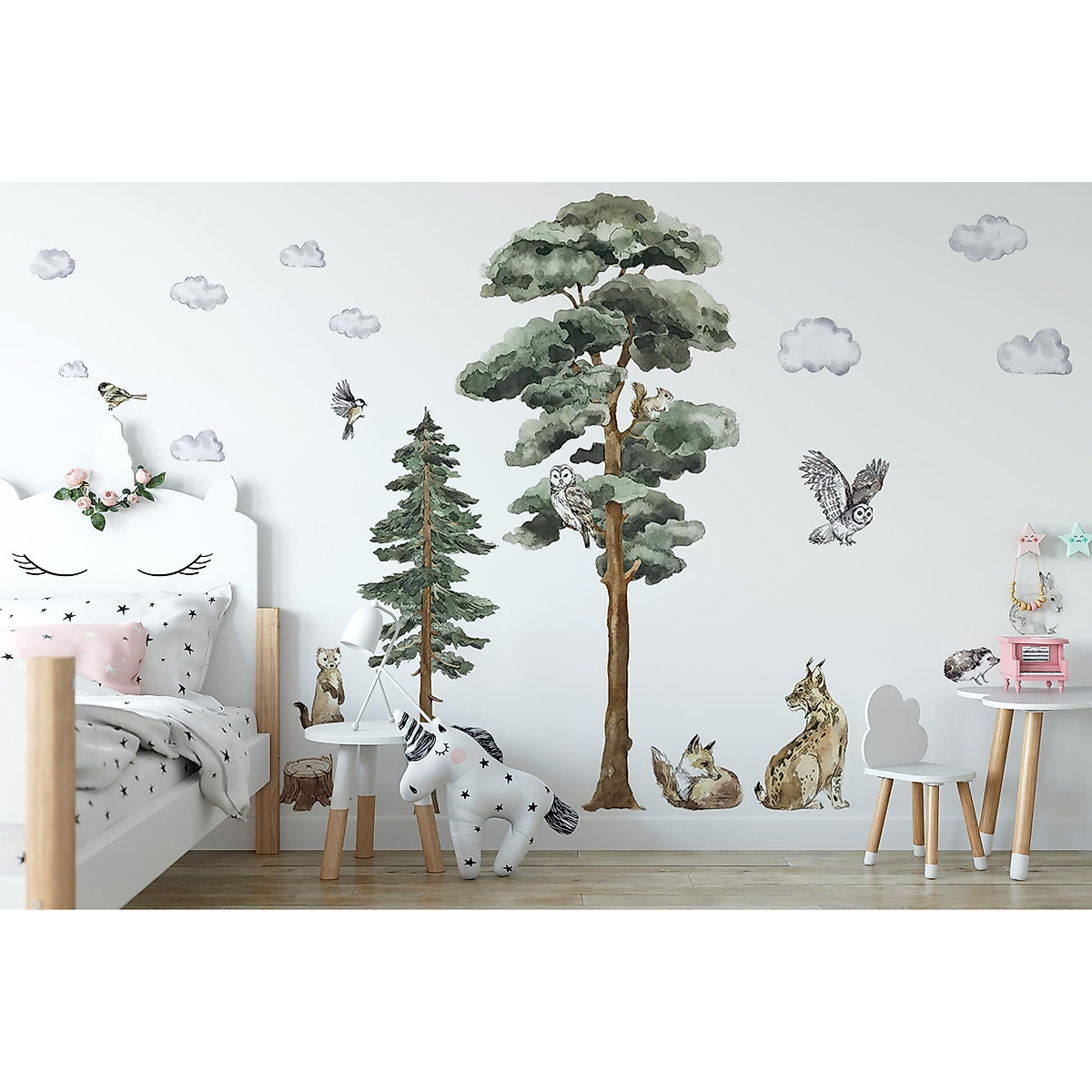 Woodland Forest Animals Big Wall Stickers Nursery Decoration Bedroom Removable Decals