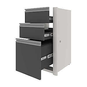 Bestar Connexion 16W Add-On 3 Drawer Pedestal in slate & sandstone