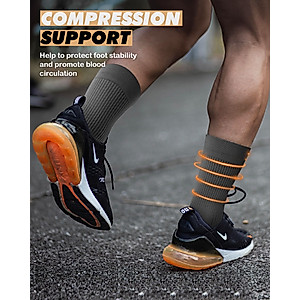 PAPLUS Compression Running Sock for Men and Women 3 Pairs, Cushioned Athletic Crew Socks with Arch Support