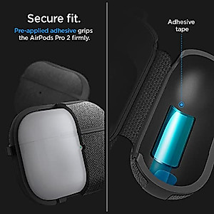Spigen Urban Fit Designed for AirPods Pro 2nd Generation Case (USB-C/Lightening Cable) Premium Fabric Airpods Pro 2 Case Cover with Keychain - Black