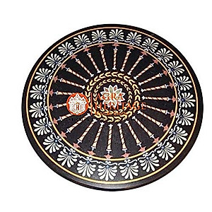 38" Inches Marble Top Dining Table Handicraft Inlay Design Decor Furniture