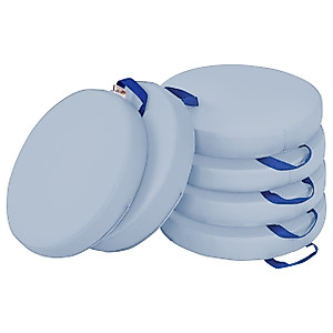 ECR4Kids SoftZone Floor Cushions with Handles, 2" Deluxe Foam, Round, Powder Blue, (6-Pack)