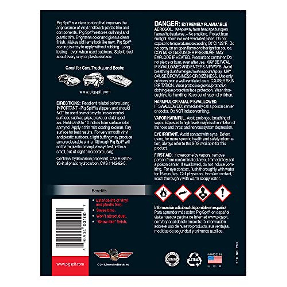 Pig Spit Original for Use on Motors, Transmissions, Vinyl and Black Plastic Trim Components and Tires, 9 oz, 12-Pack