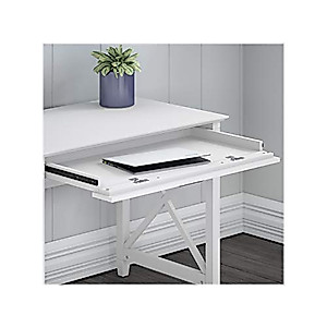 Bush Furniture Key West Computer Desk with Storage and 2 Drawer Mobile File Cabinet, 54W, Pure White Oak