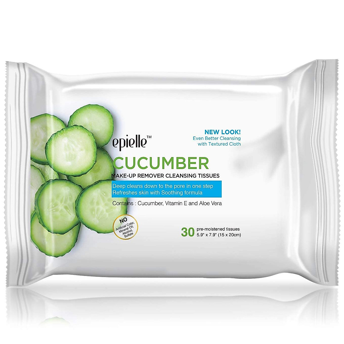 Epielle New Makeup Remover Cleansing Wipes Tissue | Gentle for all Skin Types | Daily Facial Cleansing Towelettes | Removes Dirt, Oil, Makeup | Nicely Scented - Charcoal, Collagen, Aloe, Cucumber, Green Tea, Argan Oil | 30 Count | Assorted 6 Pack