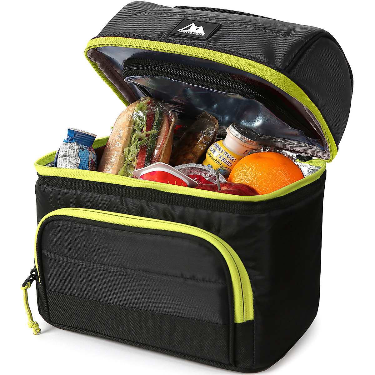 Arctic Zone High Performance Ultimate Secret Insulated Lunch Box Bucket Bag with Leak Proof Food Container and 350g Ice Pack - Black High Performance Ice Pack for Lunch Boxes, Set of 2