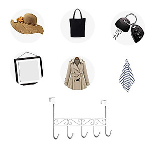 qczoyp Over The Door Hooks - Towel Rack Coat Rack, Heavy Duty Towel Hooks for Bathrooms, Clothes, Belt, Robes, Door Hanger Hook - 5 Hooks