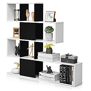 IFANNY 16 Shelves Bookshelf, Open Shelf Bookcase, 5-Tier Display Shelf Storage Organizer for Home Office Living Room, Wood Bookshelf Storage Cube Organizer, 47 x 8 x 43 Inch