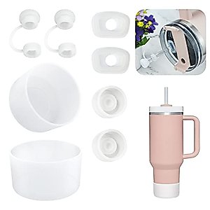 Straw Cover Spill Stopper Boot Sleeve for Stanley Cup 40 oz 30 oz Quencher H1.0, Set of 2 Tumbler Silicone Boot, 2 Straw Cover Cap, 4 Leak Sproof Stopper, Perfect for Stanley Cup Accessories