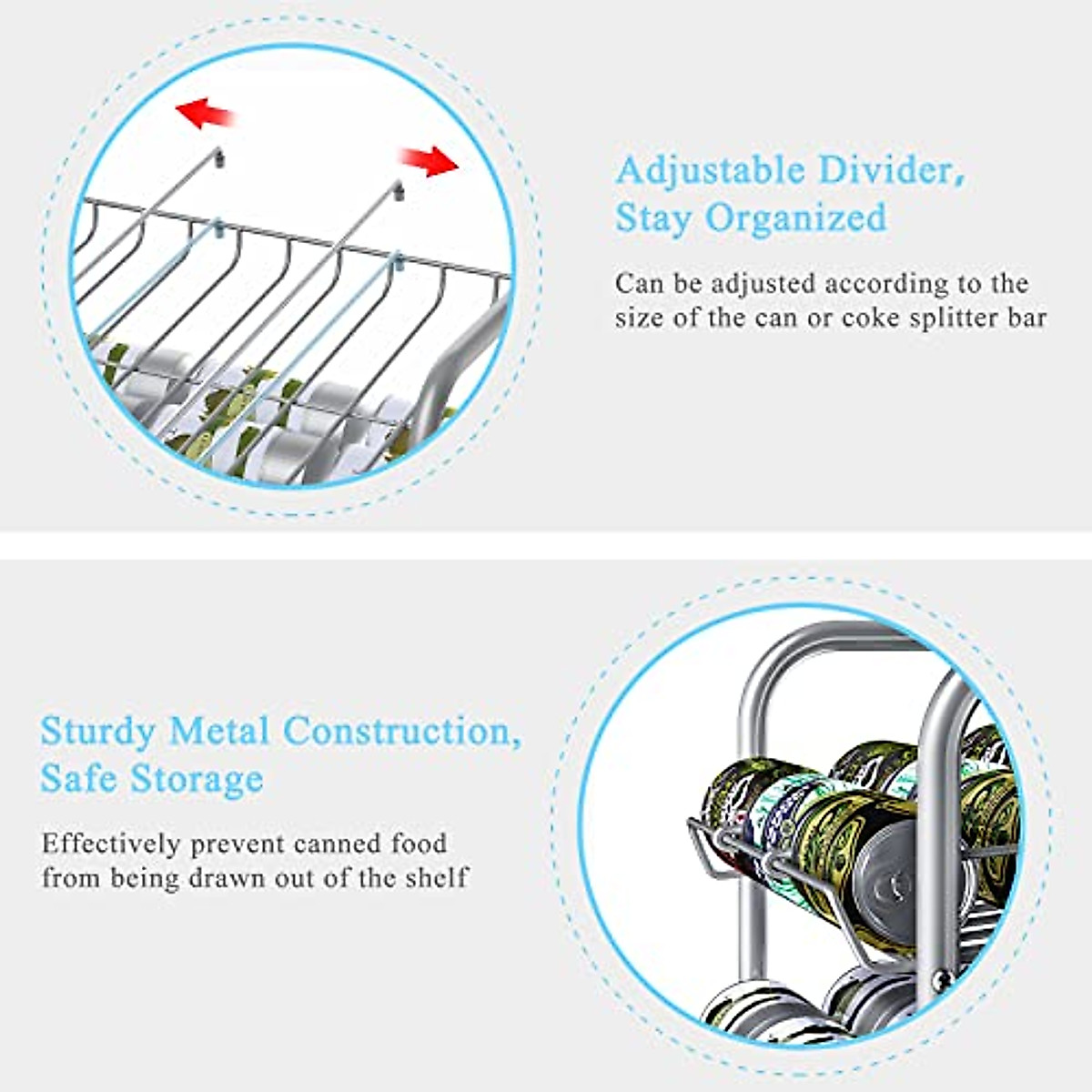 Can Organizer for Pantry 7-tier Can Organizer Can Good Organizer for Pantry Shelf Holds up to 84 Cans Can Rack Dispenser for Pantry, Kitchen, Cabinet Silver