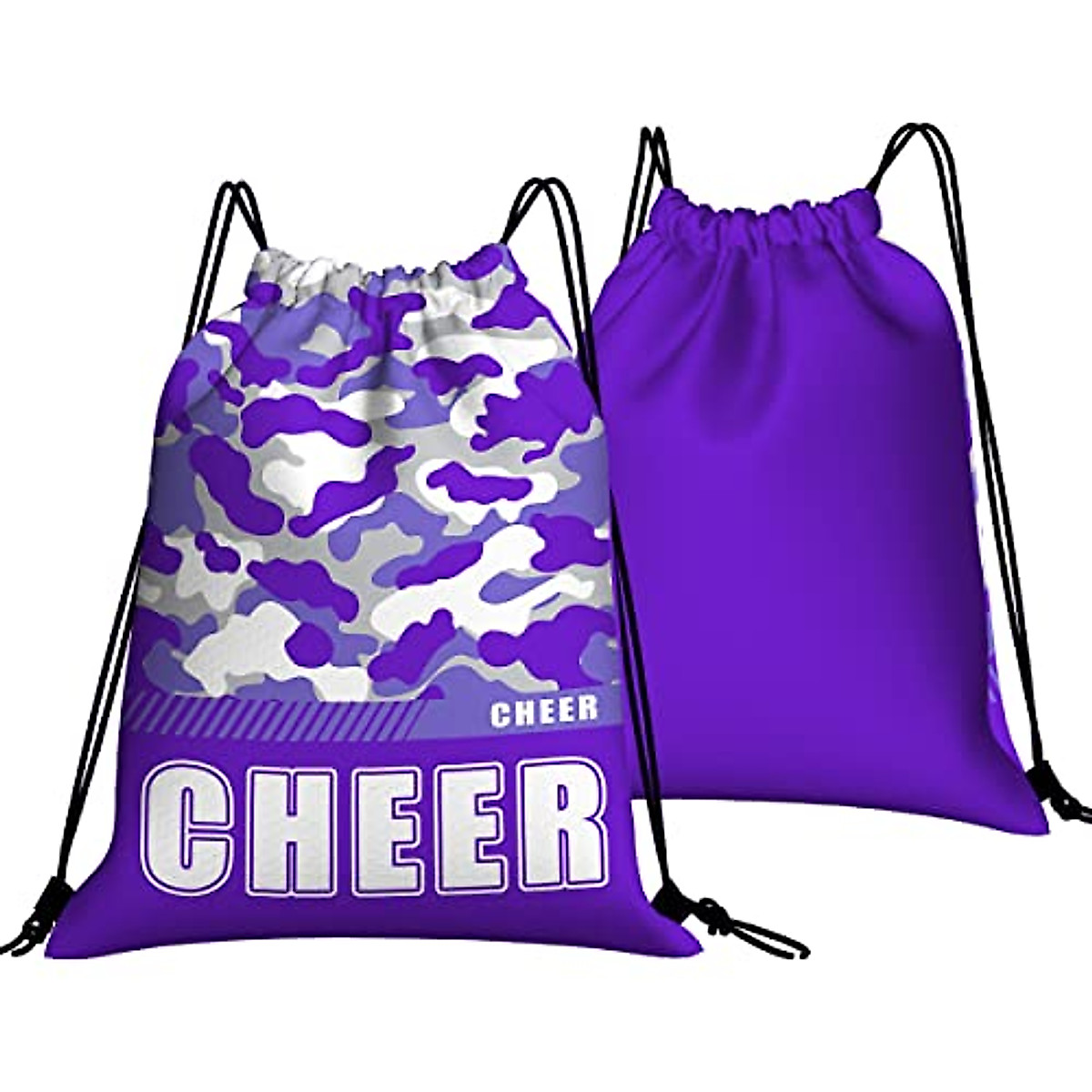 Givotin Drawstring Backpack Waterproof Gym Drawstring Bags Sports String Bag Camo Sackpack-Purple Cheer Drawstring Bag
