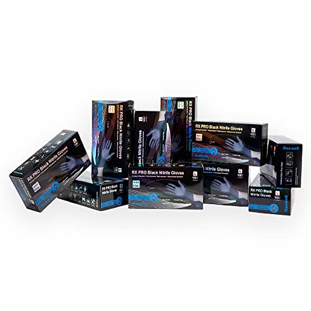 Exam Grade Black Nitrile 6 Mil Powder Free Gloves - 100 Count, Disposable Cleaning, Cooking, Medical and Surgical Gloves