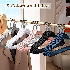 GETORO Velvet Hangers 30 Pack, Non Slip Space Saving Clothes Hangers with Metal Hooks, Black Felt Hangers, Heavy Duty Flocked Hanger