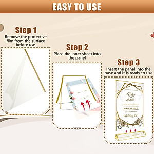 Oungy 6 PCS Acrylic Sign Holder 8.5x11 Gold Picture Frame Double Sided Flyer Holder Table Menu Holder Display Stand for Wedding Table Number Menu Holder