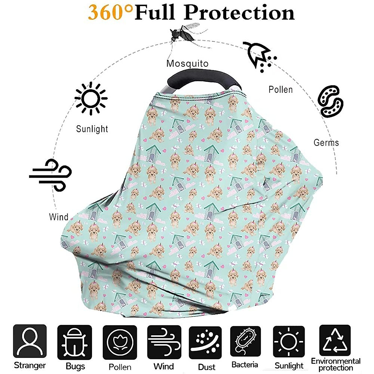 Forchrinse Cartoon Giraffe Infant Carseat Canopy Stretchy Baby Car Seat Cover Nursing Cover for Breastfeeding