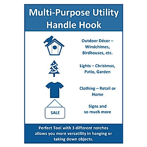 JSP Manufacturing Multi-Purpose Plastic Utility Hook Screw On Pole Attachment (Pole NOT Included) - Hang Christmas Lights, Bird feeders, Sting Lights, Ropes, Boat Lines (2, Black)