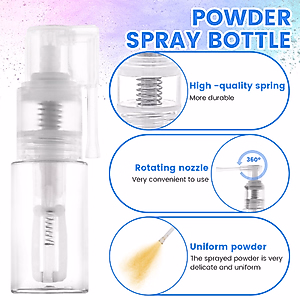 Foyods 2 PCS Glitter Duster Sprayer, 35ML Powder Spray Bottle, Glitter Spray Pump for Craft,Cakes,Cloth, Dry Powder Spray Bottle Empty