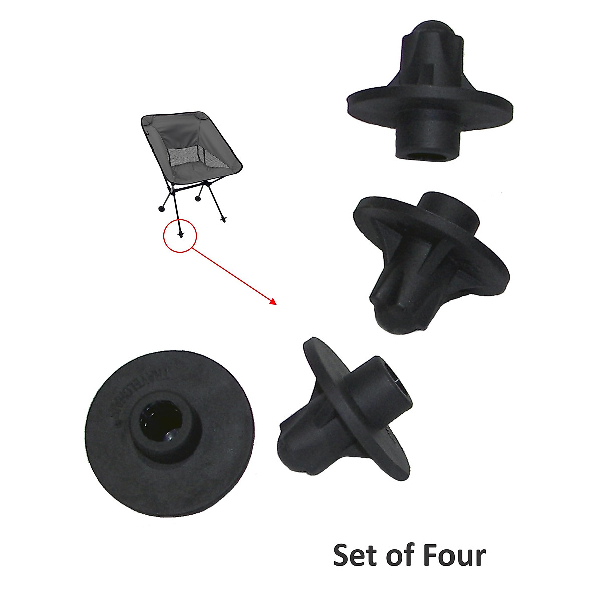 TravelChair Anti-Sink Disc, For Shock Cord Chairs on Soft Surfaces, Set of 4, Black