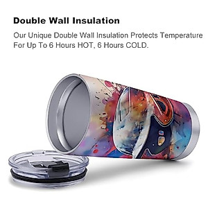 WNICELIN Vintage Graffiti Baseball Cap Tumbler Insulated Travel Mug Stainless Steel Travel Tumbler Car Cup with Straw And Brush with Lid 20oz