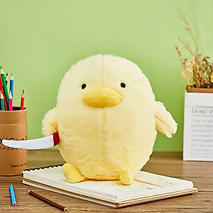 Kephay Cute Duck Plush with Knife Duckling Stuffed Animal Plush Toy Duckie Throw Pillow Plushies Doll Toys Gift for Boys Girls Adults (Yellow, 11.8 inch)