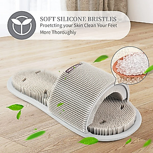 TATBOOMU Shower Foot Scrubber,Soft Silicone Bristles with Non-Slip Suction Cups - Cleans,Smooths,Exfoliates & Massages Your Feet Without Bending,Improve Circulation & Soothes Tired Feet (1PCS Gray)