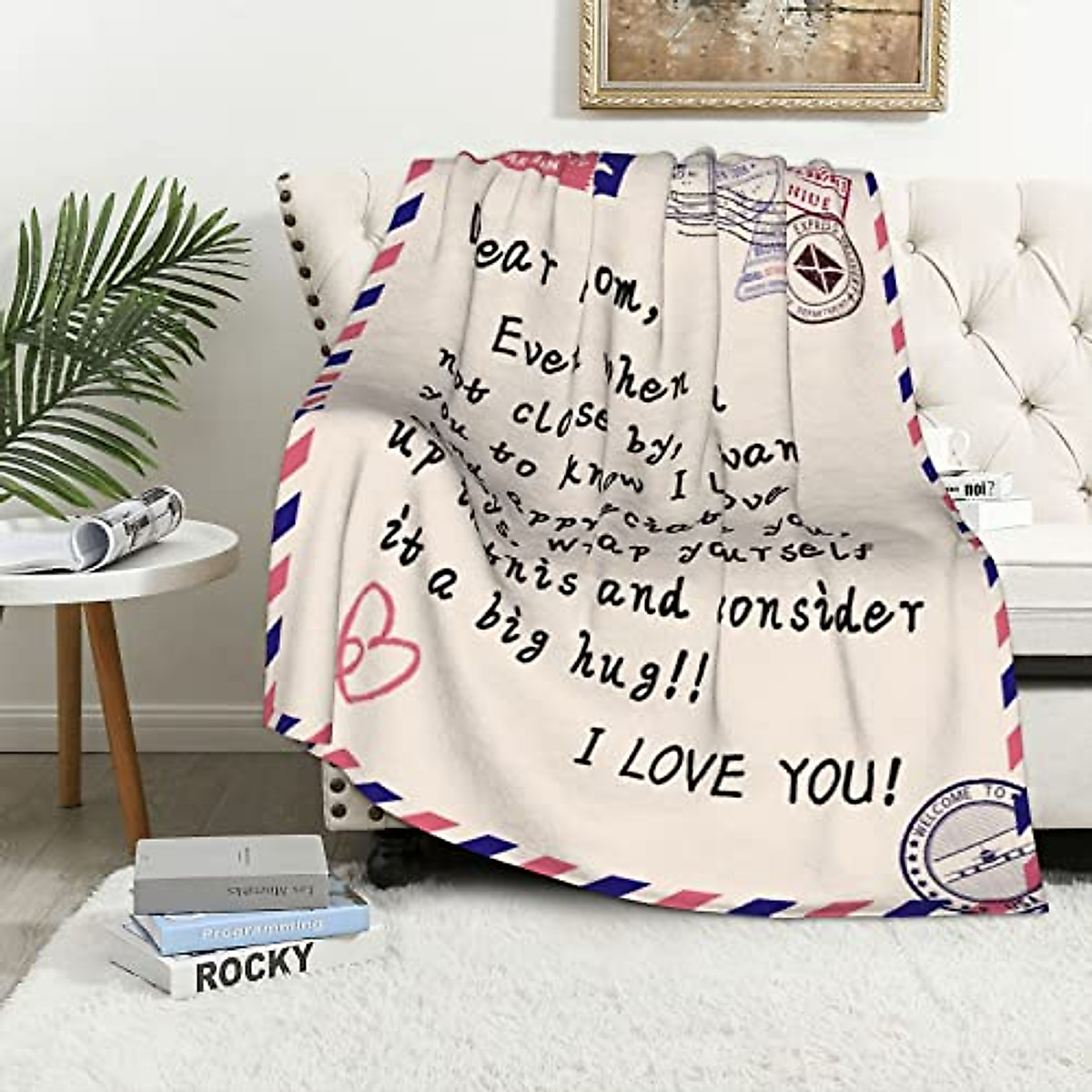 TUDSFV Gifts for Mom Blanket, Mother's Day Soft & Warm & Comfortable, I Love You Mom Blanket, for mom, Flannel Material Throw Blanket 50 x 60 Inch