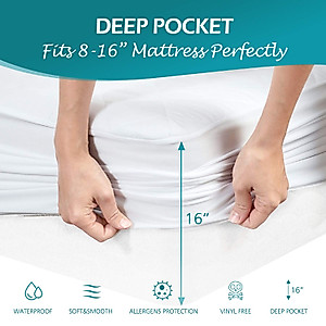 HAOK Waterproof for Water Heated Mattress Pad King Size -Diamond Quilted Down Alternative Mattress Protector Cover Fitted Up to 16” Deep Pocket