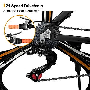 HH HILAND Hiland Humtaway 26'' Mountain Bike for Mens and Womens, 3/6 Spoke Wheel, 21 Speed and Shimano Rear Derailleur,Aluminum Frame with Front Suspension, Bicycle for Adult Black