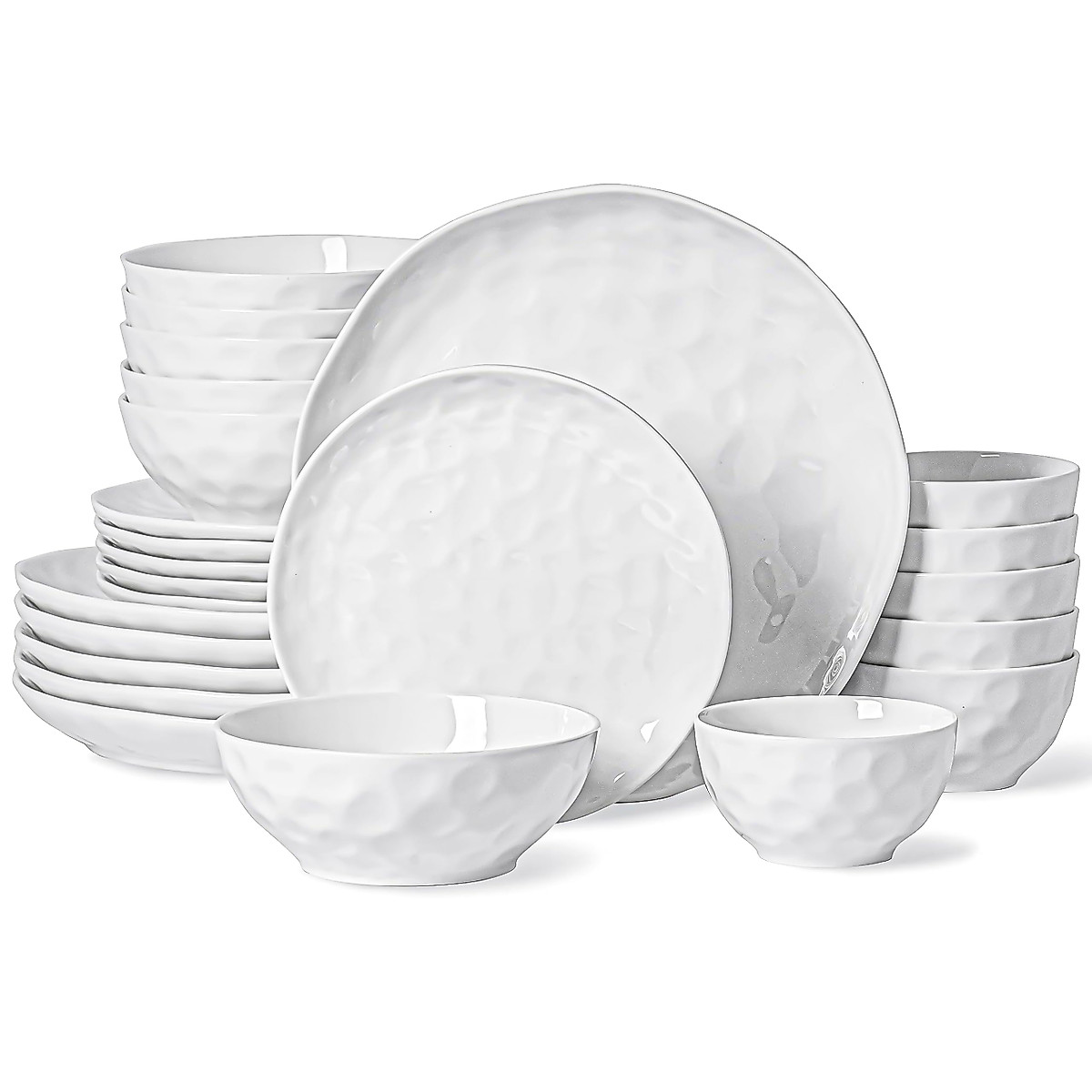 HOMBENE Plates and Bowls Sets, 24 Piece Dinnerware Sets, Porcelain Dinner Set with Plates, Dishes, Bowls, Modern Dish Set for 6