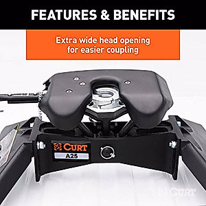 CURT 16070 A30 5th Wheel Hitch, 30,000 lbs, Select Chevrolet Silverado, GMC Sierra 2500, 3500 HD, 8-Foot Bed Puck System