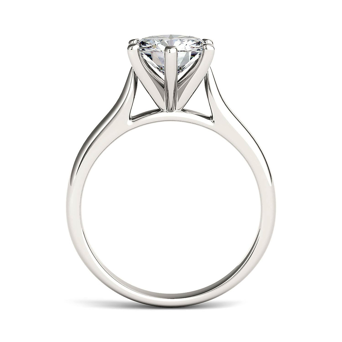 Charles & Colvard Created Moissanite 7.5mm Round Cut Solitaire Engagement Ring for Women | 1.5 cttw DEW | Lab Grown | Solid 14K White Gold with Rhodium | Size 5.5