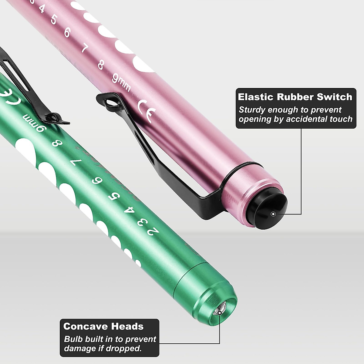 Trauma Shears, RISEMART Medical 7 1/4" Titanium-Bonded EMT Bandage Scissors and LED Pen Light with Pupil Gauge for Surgical Nursing Purposes(Gold and Silver)