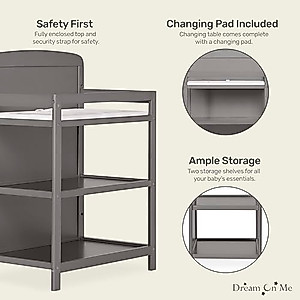 Dream On Me Anna 3-in-1 Full-Size Crib and Changing Table Combo in Steel Grey, Greenguard Gold Certified, Non-Toxic Finishes, Includes 1" Changing Pad, Wooden Nursery Furniture