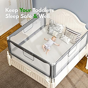 FAMILL Twin Bed Rails for Toddlers, Upgraded No Assembly Foldable Baby Bed Rail Guard, Bed Safety Rails for Children, Toddler Bed Rails for Twin Bed,Bed Safety Rails for Children (Grey, 39", 1 Side)