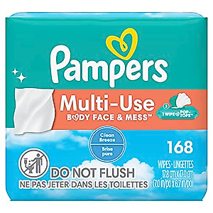Pampers Baby Wipes Multi-Use Clean Breeze 3X Pop-Top Packs 168 Count