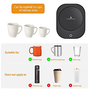 Coffee Warmer with Mug, Hooshion Automatic Shut-Off Desk Coffee Warmer, 2 Temperature Modes Coffee Cup Warmer for Heating Coffee, Drinks, Milk, Tea and Hot Chocolate